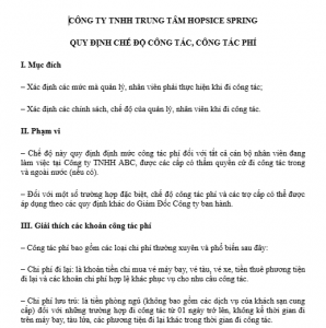 Xây Dựng Quy định Công Tác Phí Hiệu Quả Của Công Ty - Bizzi