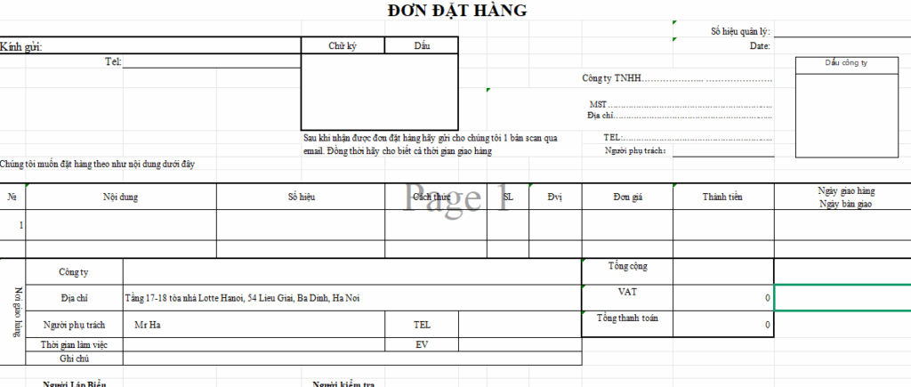 Tải Mẫu đơn đặt Hàng Excel Chuẩn Nhất Miễn Phí - Bizzi